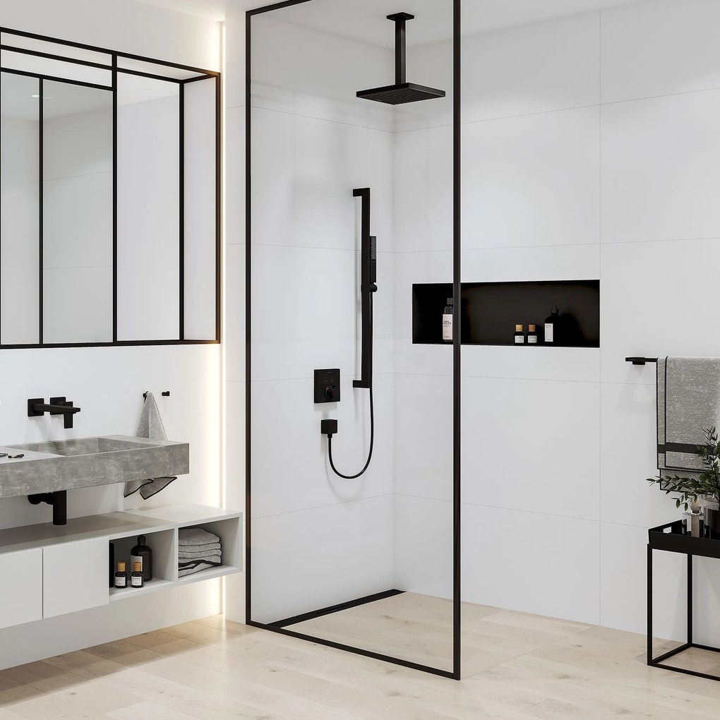 HANSGROHE Hansgrohe, přívod od stropu E 300 mm, černá matná, HAN-24339670