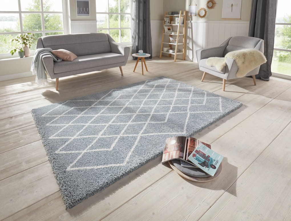 ELLE Decoration, AKCE: 80x150 cm Kusový koberec Passion 103677 Aquablue, Cream z kolekce Elle, šedá, chodba / předsíň