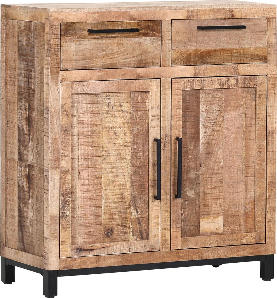 XXXLutz KOMODA, mangové dřevo, přírodní barvy, černá, 90/85/40 cm Landscape - Šuplíkové komody - 002362086003