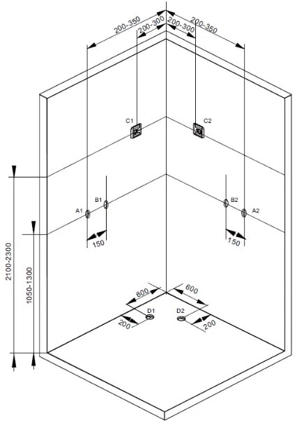 MONTÁŽ BEZ SILIKONU - Sprchový box TREND 1 90x90x215 (CL70)