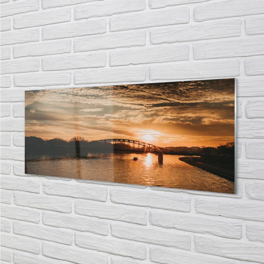 akrylový obraz Krakow river bridge sunset 120x60 cm