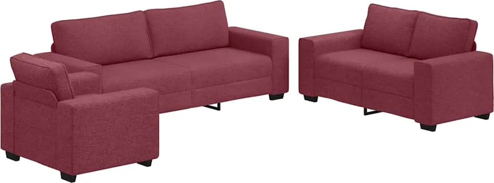 3dílná sedací souprava s poduškami vínová textil 3324652