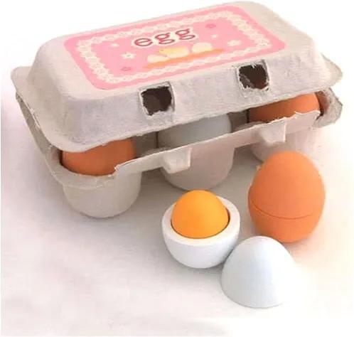 KIK Dřevěné vajíčka v krabičce 6 ks, KX7273