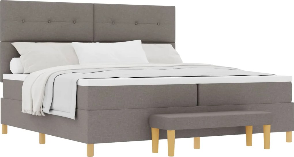 Postel s boxspringem s čelo Taupe 200 x 200 cm textil 3344328