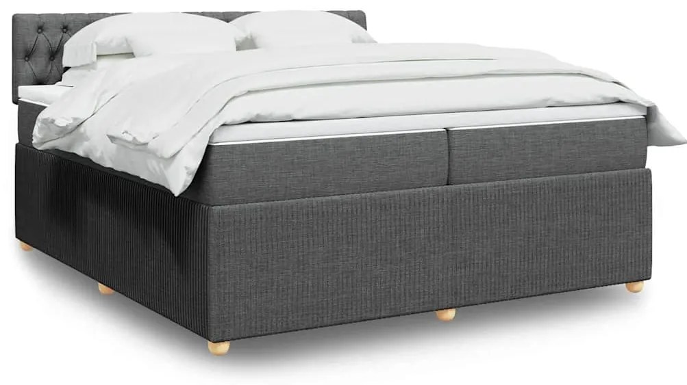 Box spring postel s matrací tmavě šedá 200x200 cm textil 3289871