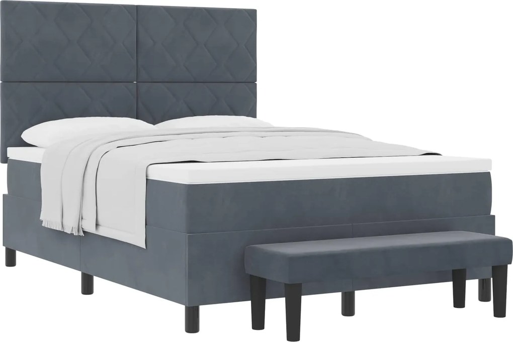 Postel s boxspringem s čelo Tmavě šedá 200 x 160 cm samet 3344589