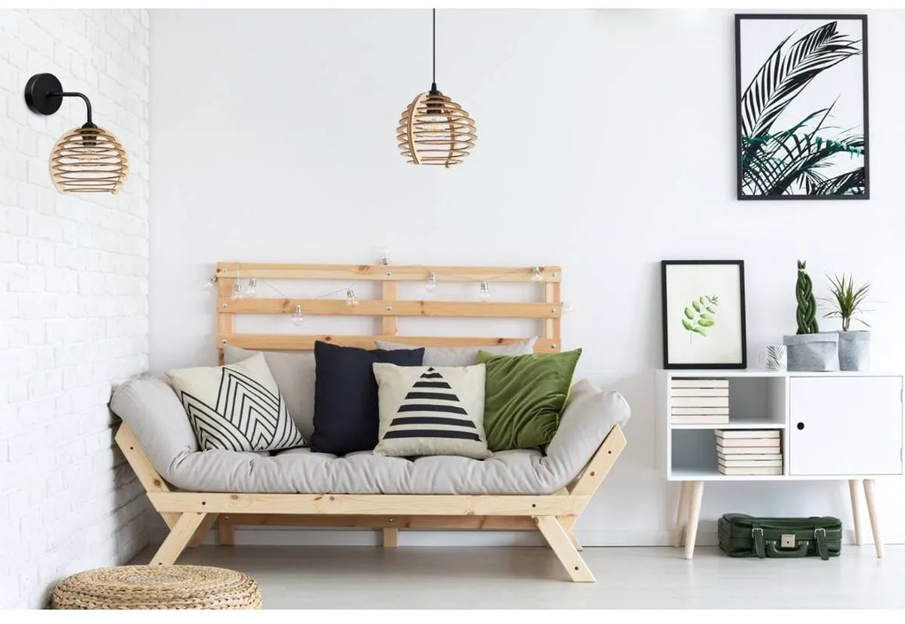 Nástěnné svítidlo Timber, 1x dřevěné stínítko, kf, n