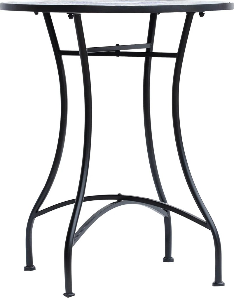 Zahradní stůl Outsunny Ø60 x H71cm, odolný venkovní stůl z kovu, stůl na terasu, campingový stůl, kulatý stůl pro zahradu, patio a balkon Modro+Bílý |