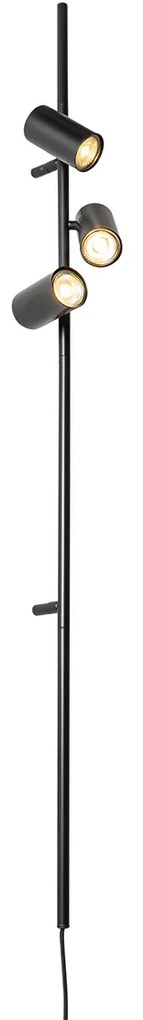 Nástěnná lampa černá s nožním spínačem 3 světla - Jeana Luxe