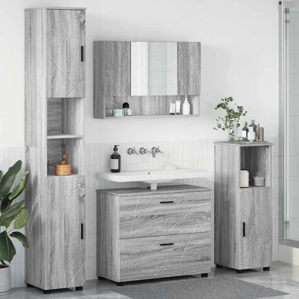 Sada koupelnového nábytku 4 ks Šedá Sonoma 35 x 30 x 192 cm 3393049