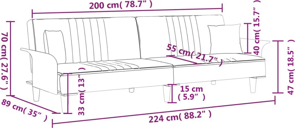 vidaXL Rozkládací pohovka s područkami světle textil [351888] Barva: Tmavě šedá