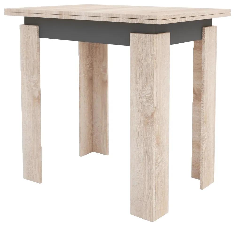 Jídelní stůl rozkládací MANZINI 90x60-120 cm, dub sonoma a šedý antracit