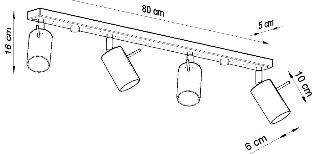 Bodové svítidlo Ring, 4x šedé kovové stínítko, (možnost polohování)