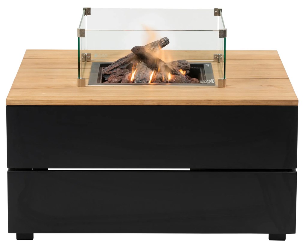 COSI Stůl s plynovým ohništěm cosipure 100 černý rám / deska teak