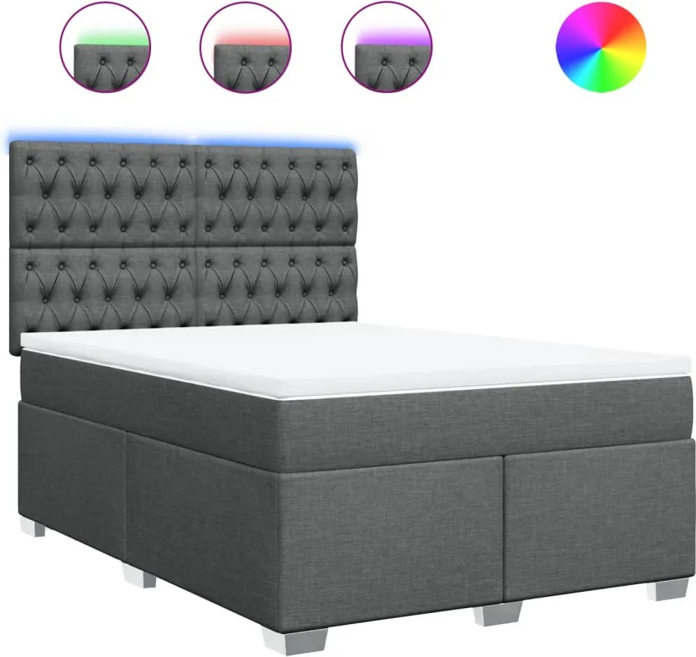 Box spring postel s matrací tmavě šedý 140 x 190 cm textil 3292791