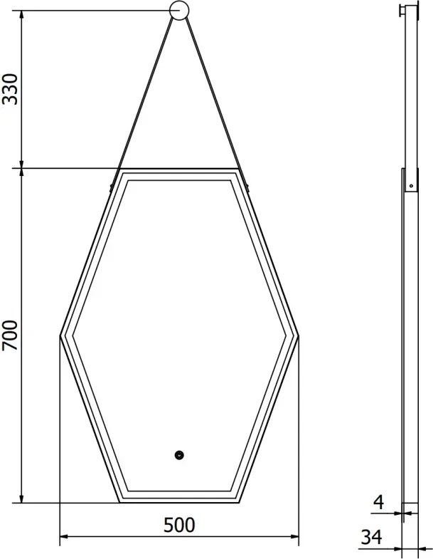 Mexen Orla osvětlené koupelnové zrcadlo 50 x 70 cm, LED 6000K, anti-mlžný, černý rám - 9815-050-070-611-70