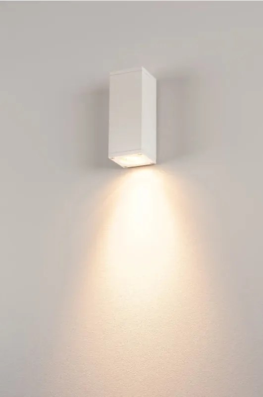 SLV 229521 Theo Wall, venkovní nástěnné svítidlo pro svícení dolu, 1x35W GU10, bílá, výška 18cm, IP44