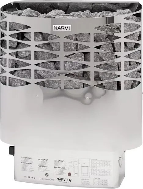 Narvi saunová kamna elektrická NS 900 Black, bright steel