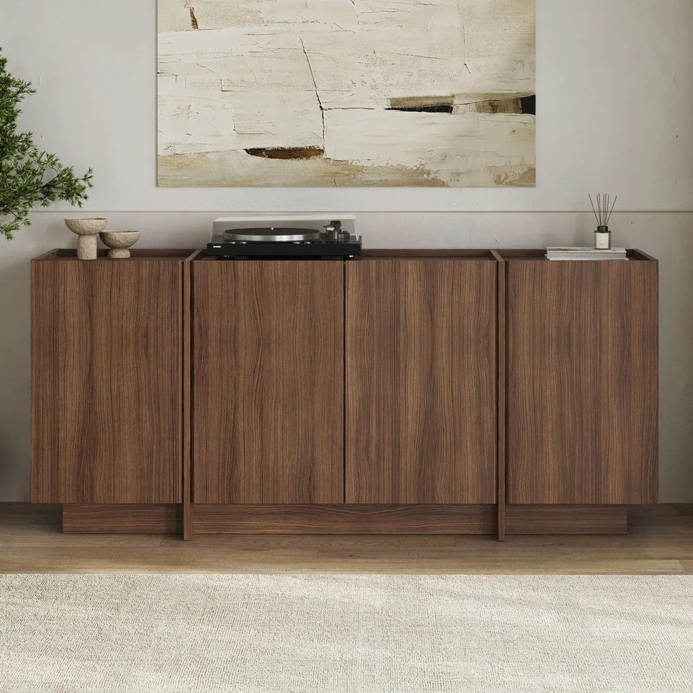 Komoda v dekoru ořechu s dírou na kabely v tmavě přírodní barvě 180x80x45 cm Dorma – Kalune Design