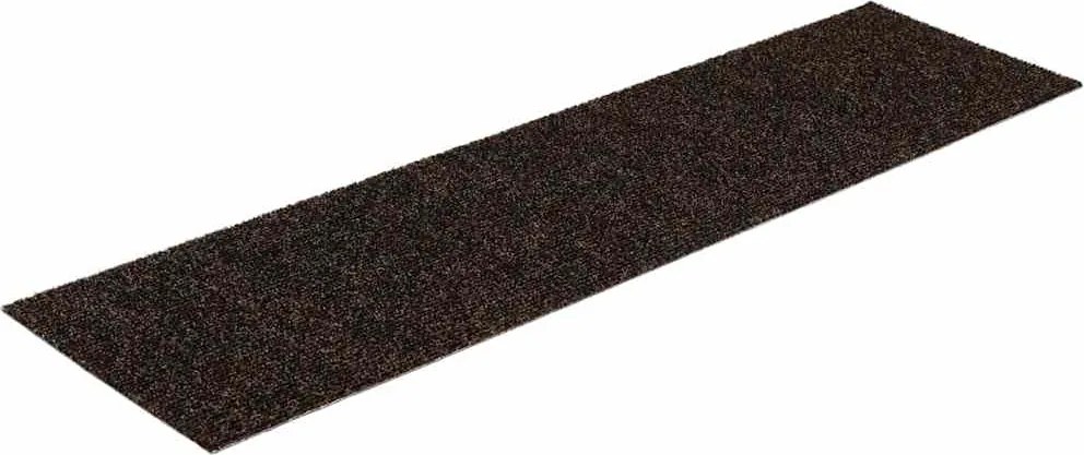 Schodové rohože samolepicí 15 ks 76 x 20 cm tmavě hnědé obdélníkové 326931