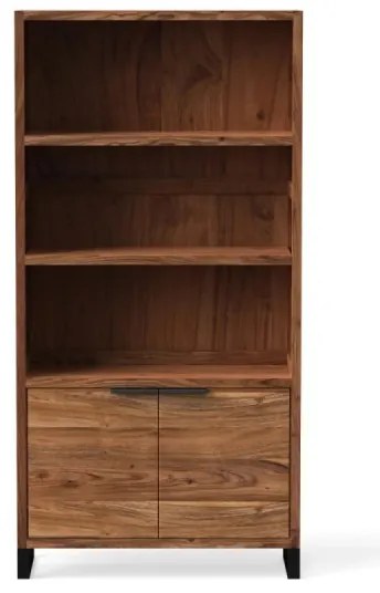 furniture-nabytek.cz - Masivní knihovna Sidora z akácie, lakovaná, hnědá
