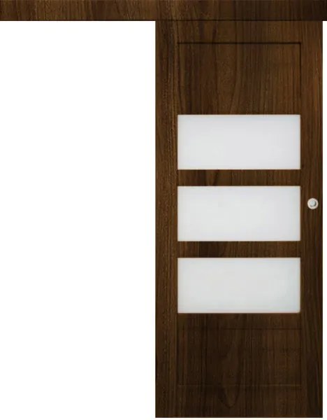 posuvné interiérové dveře na stěnu vasco doors BRAGA model B Průchozí rozměr: 70 x 197 cm, Orientace dveří: Levé dveře, Dekor: Dub Aljaška