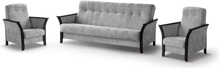 Sedací souprava Roko 3+1+1, šedá/ořech (bonita 209.13/light grey)