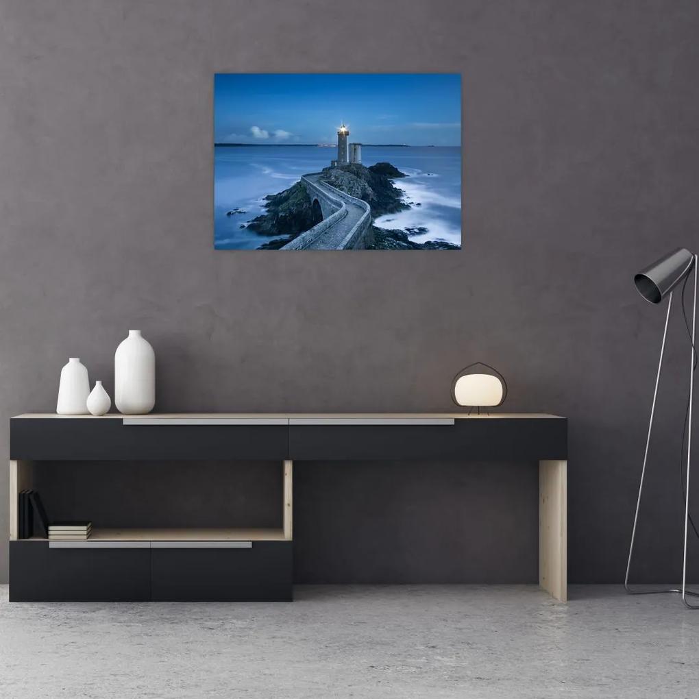 Skleněný obraz majáku a moře (70x50 cm)