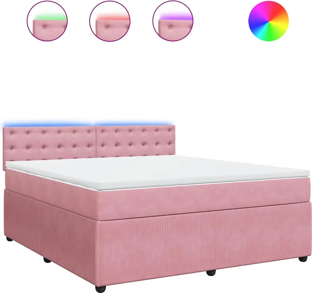 Box spring postel s matrací růžová 180x200 cm samet 3290123