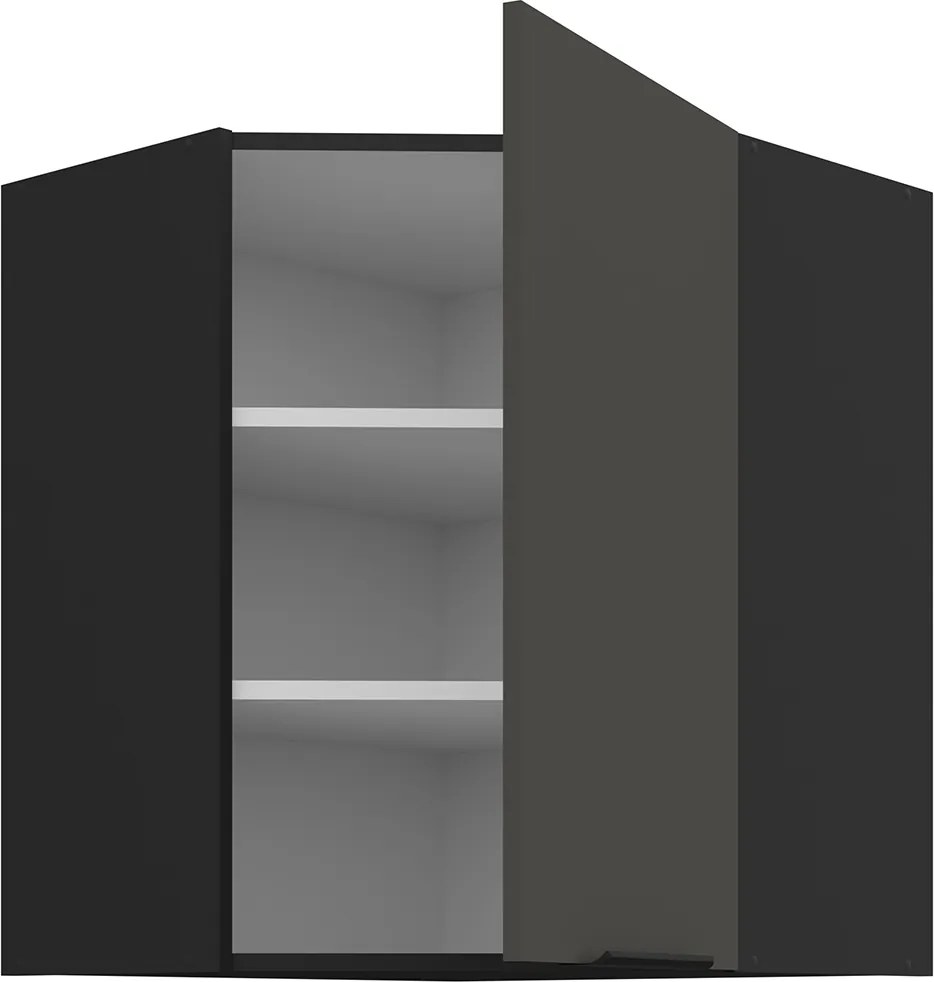 ARIA pe | horní kuchyňská skříňka 60x60 GN-72 1F (45°) rohová s policemi | 60x60 cm | černá/šedá grafit