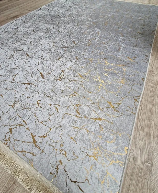 HU Šedo-zlatý moderní koberec Parys Šedé zlato Rozměr: 50x80 cm