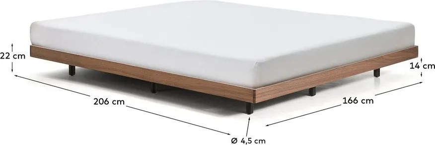 Hnědá dvoulůžková postel z březového dřeva bez čela s roštem 160x200 cm Norlen – Kave Home