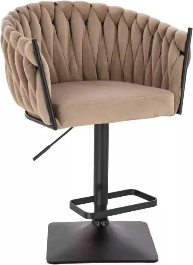 LuxuryForm DESIGN Barová židle NORDEN VELUR na černé hranaté podstavě - latte