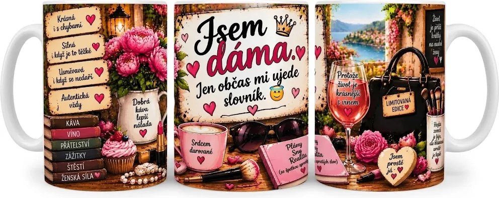 Vtipný keramický hrnek pro ženu Jsem dáma – dárek pro kamarádku 300 ml