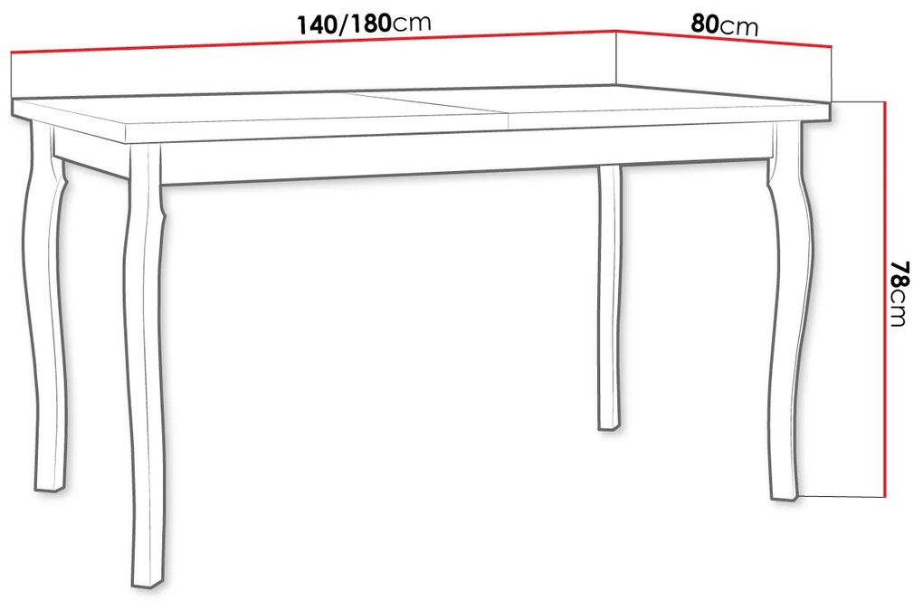 Rozkládací jídelní stůl 140x80 cm ELISEK 5 - bílý / černý