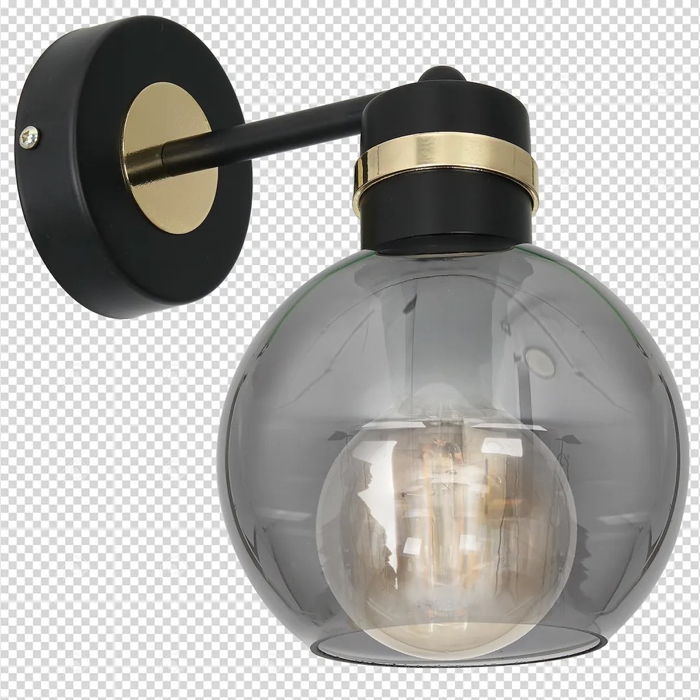 Nástěnné svítidlo Omega, 1x grafitové skleněné stínítko, b/g