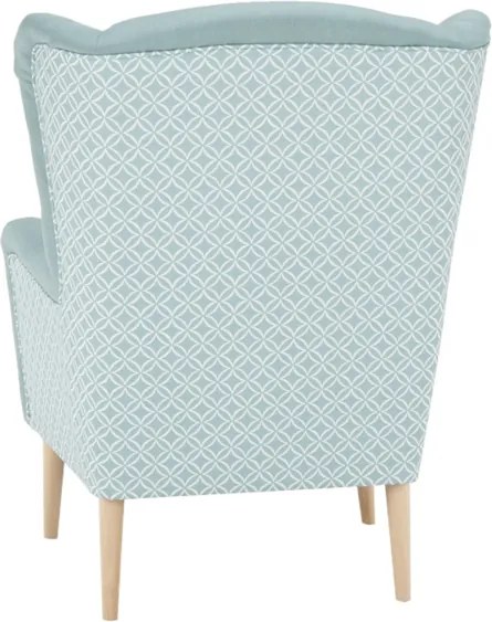 designové křeslo, ušák, látka mentolová/vzor, Tempo Kondela BELEK