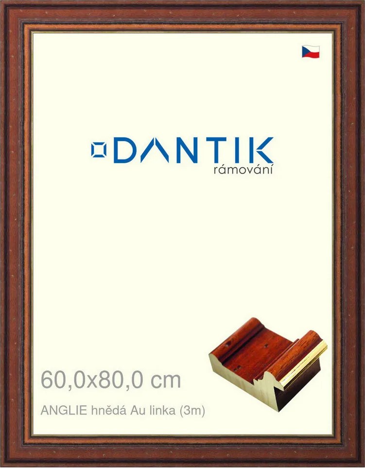DANTIK rámeček 60x80 | ANGLIE hnědá Au linka (Plexi Čiré)