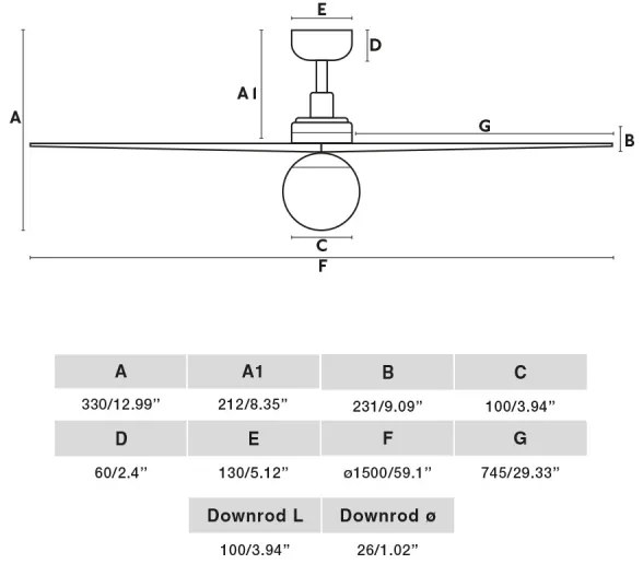 FARO 34282-11L - Stropní ventilátor KLIM L 1xE27/15W/230V borovice/černá + DO