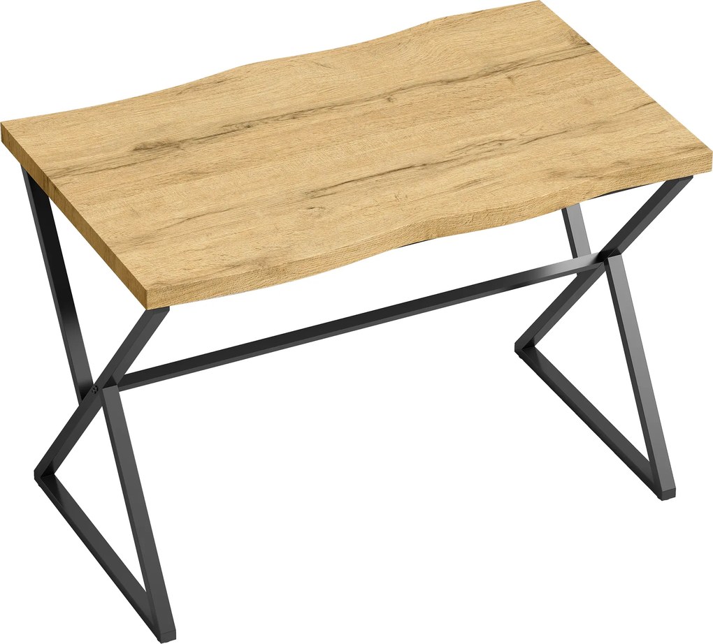 HOMCOM jídelní stůl pro 2 osoby, kuchyňský stůl, moderní styl s tlustou stolní deskou, 110 x 67 x 75,5 cm, černá a dub