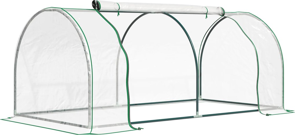 Outsunny Skleník Skleník s dveřmi 200x100x80cm, chladicí rám z oceli a PVC pro pěstování rostlin a zahradu | Aosom.de