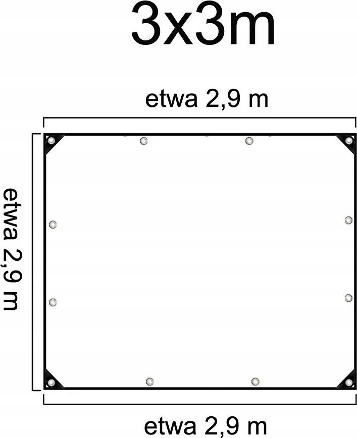 3x3 m Průhledná Zahradní Vyztužená Plachta na auto, terasa, altán