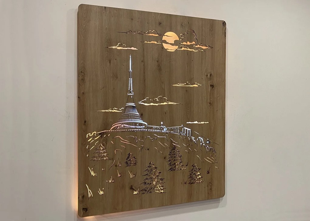 Li-Go "Ještěd" světelný obraz 230V 90x110cm provedení povrchu: dub světlý