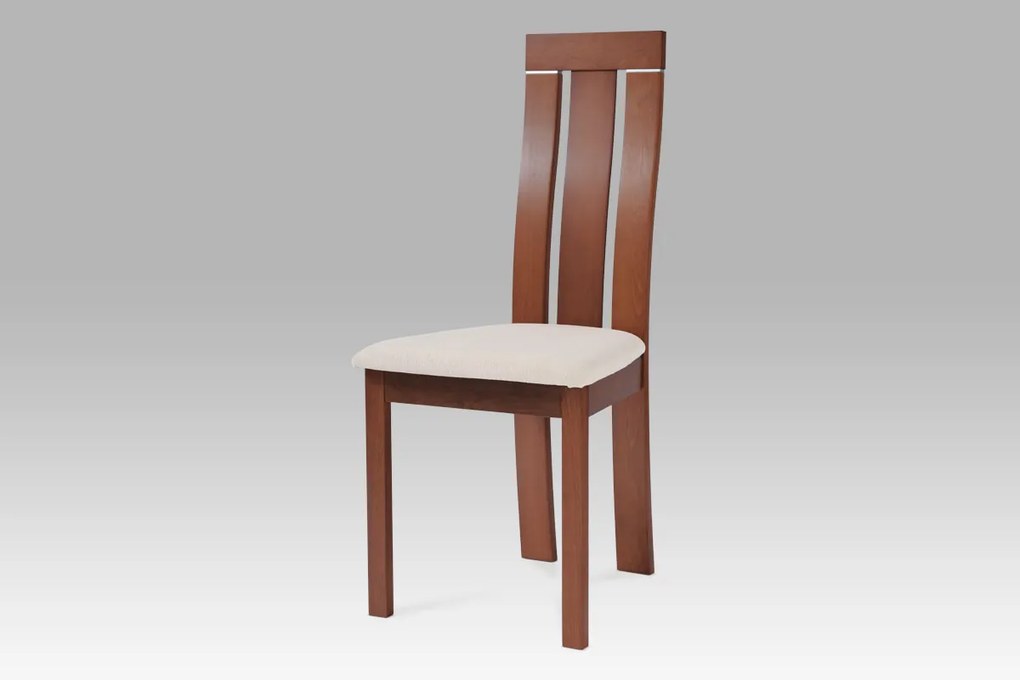 Jídelní židle dřevěná dekor třešeň a potah krémová látka BC-3931 TR3