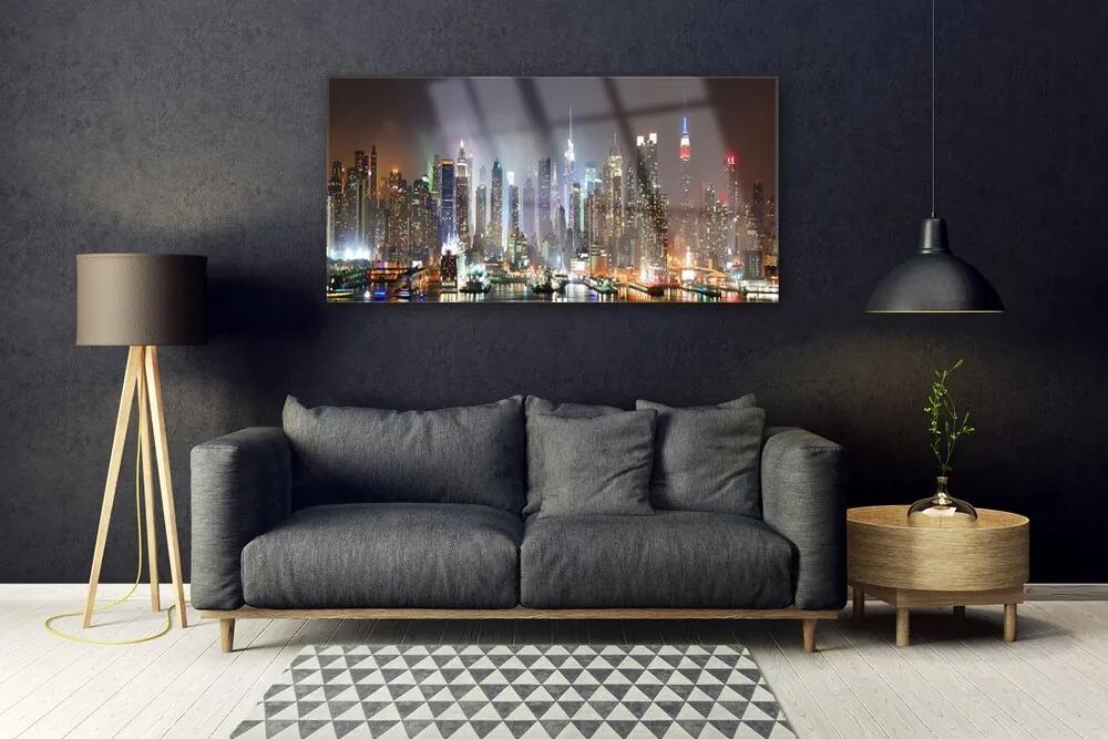 akrylový obraz Město Mrakodrapy Domy 120x60 cm