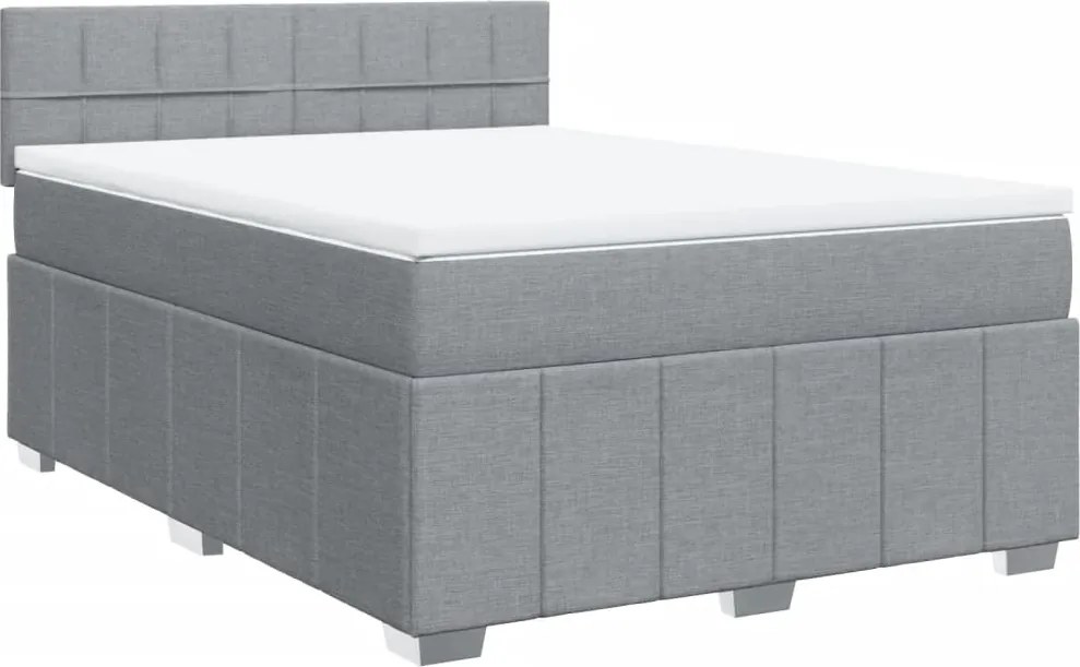 Box spring postel s matrací světle šedá 140 x 190 cm textil 3289363