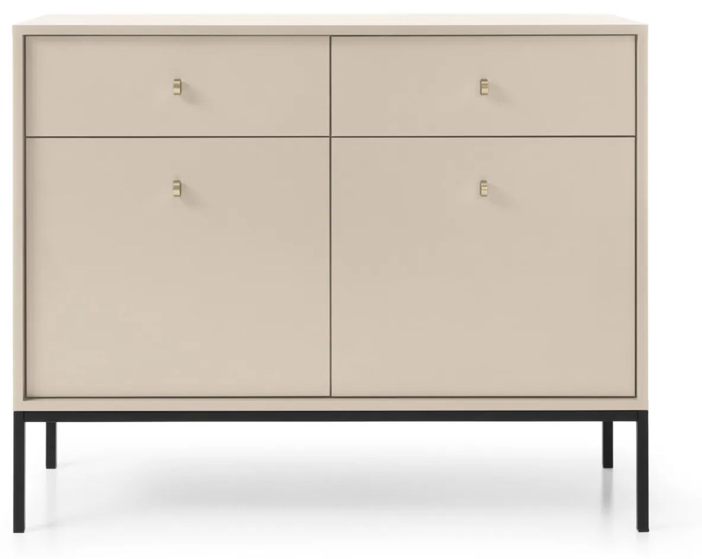 Komoda Mono II 104 cm se zásuvkami béžová/černá