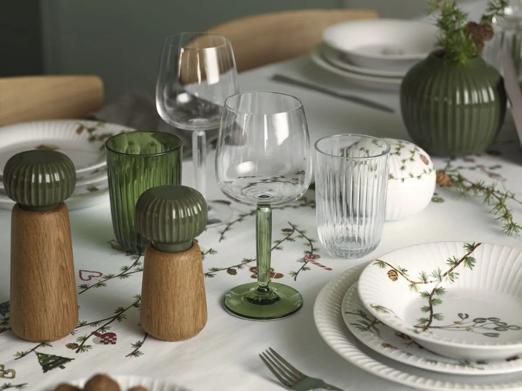 KÄHLER Sklenice na vodu Hammershøi Green 370 ml – set 4 ks, zelená barva, sklo