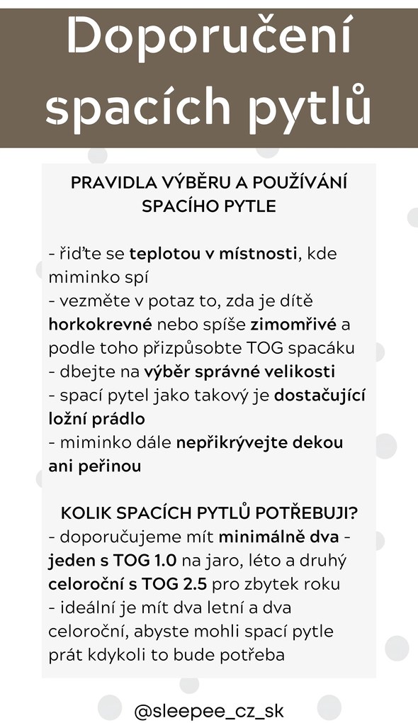 Sleepee Bavlněný spací pytel PUNTÍKY pro miminko
