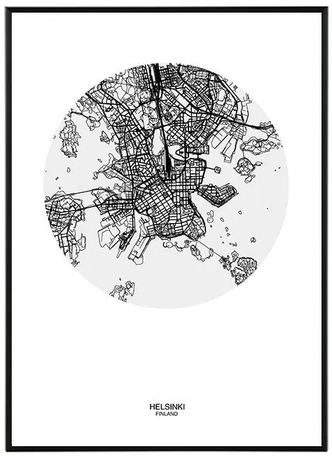 Helsinki map - 50x70 cm Obraz